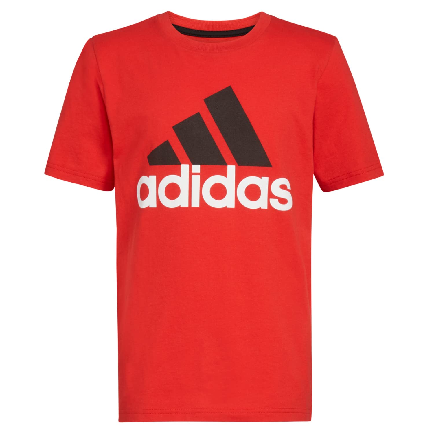 adidas Boy's Short Sleeve Tee Two-Tone Logo (Toddler/Little Kids) Bright Red 7 Little Kids