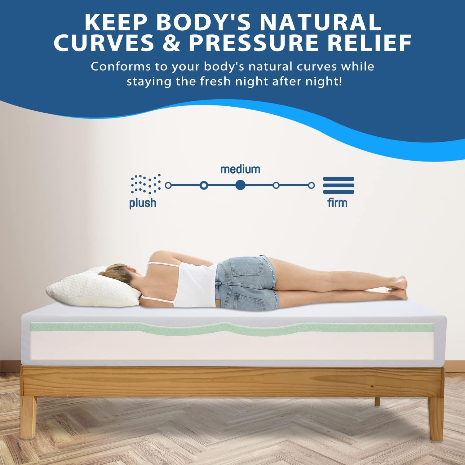 MLILY Twin XL Mattress, 10 Inch Green Tea Memory Foam XL Twin Mattress for Cool Sleep & Pressure Relief, Medium Firm Mattresses in a Box, CertiPUR-US Certified