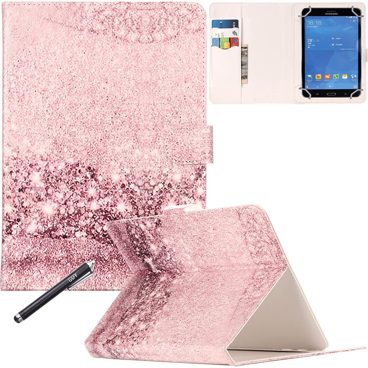 Universal 10" Case, Newshine Synthetic Leather Magnetic Closure [Cards/Money Slots] Flip Stand Wallet Protective Case for All Universal 10 inch Tablet, Bling