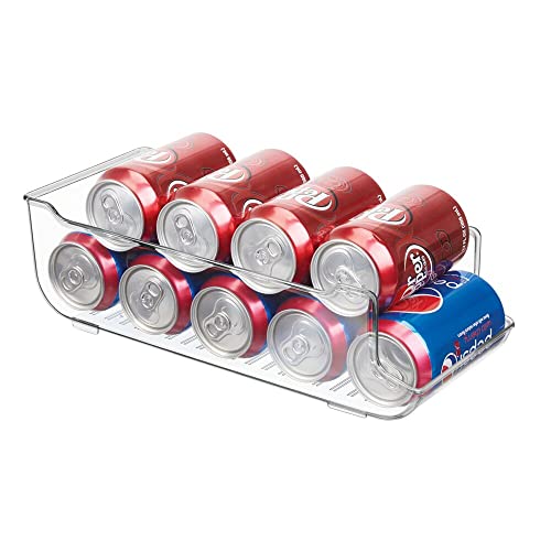 mDesign Large Plastic Pop/Soda Can Dispenser Storage Organizer Bin for Kitchen Pantry, Countertops, Cabinets, Refrigerator - Holds 9 Cans - BPA Free, Food Safe, 4 Pack - Clear