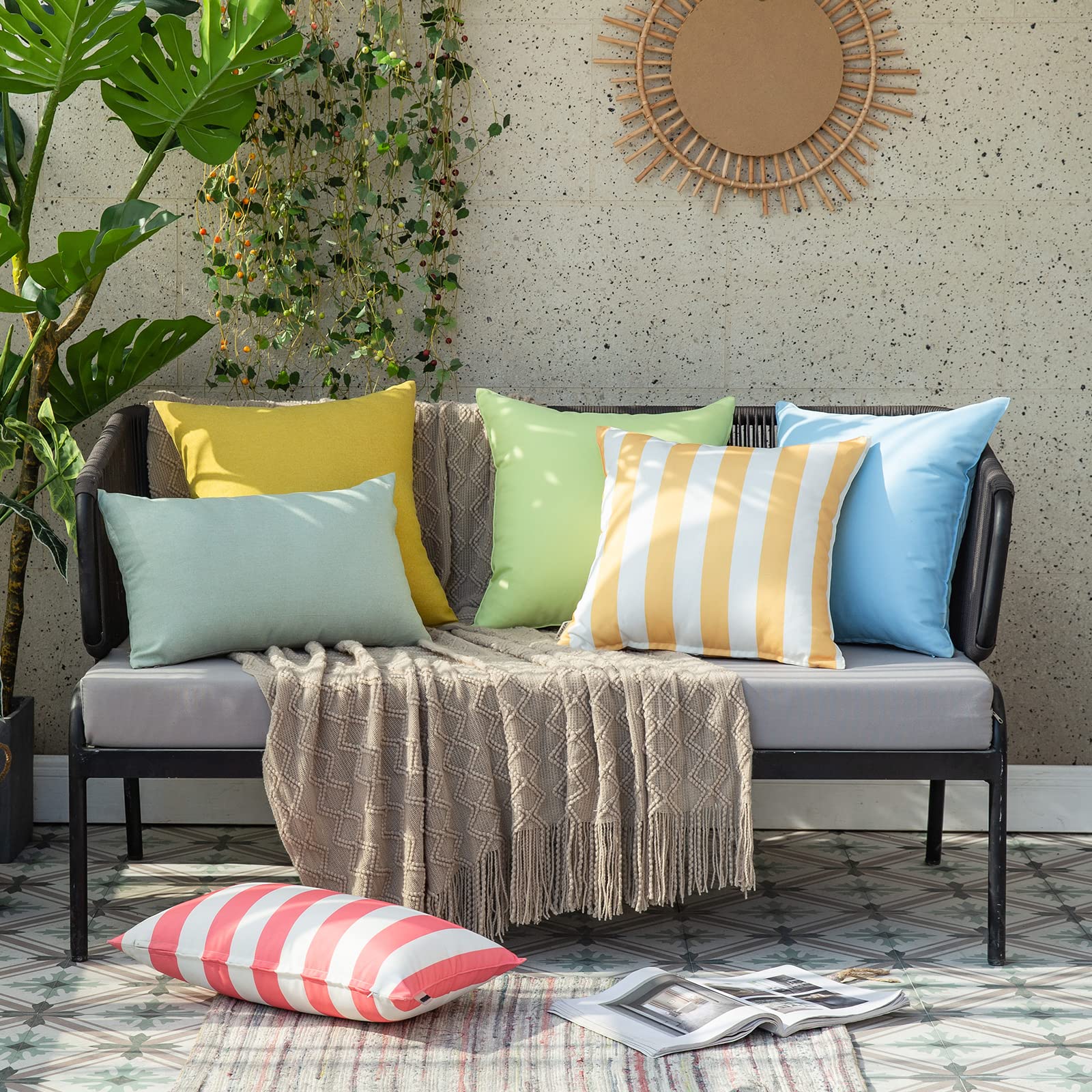 MIULEE 12 x 20 Pillow Inserts - Pack of 4 Water Resistant Shredded Memory Foam Outdoor Pillows - Decorative Premium Pillow Forms Stuffer for Couch Patio Furniture Living Room