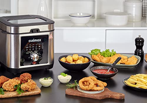 CUSIMAX Deep Fryer with Basket 2.6Qt 1200-Watt Electric Deep Fryer For the Home, with Drip Hook, Removable Lid, View Window and Oil Filtration Deep Fat Fryer