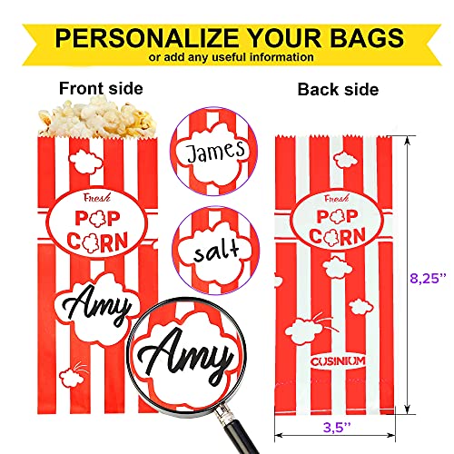 CUSINIUM 1oz Paper Popcorn Bags (150-pack) - Carnival Theme - Customizable