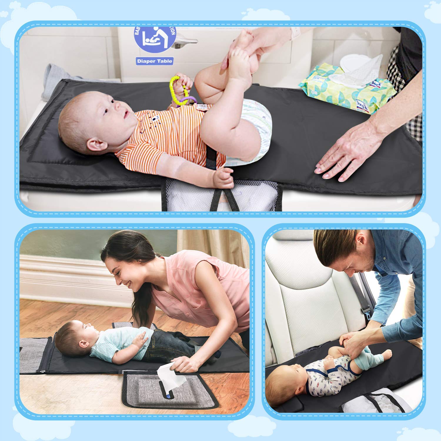Portable Changing Pad - Baby Travel Changing Pad for Easy Travel - Travel Diaper Changing Pad - On The Go Diaper Pad Changing Mat - Foldable Changing Pad for Moms and Dads - Diaper Pad Changing Mat