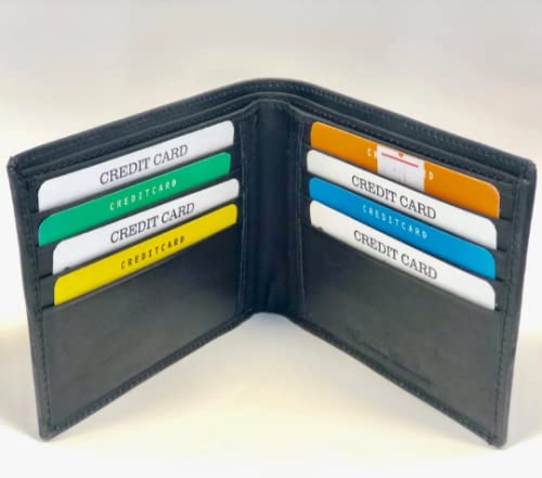 bestkualityseller NASA Genuine Cowhide Leather Laser Engraved Engraving Slimfold Mens Large Capacity Luxury Wallet Purse Minimalist Sleek and Slim Brown Card Holder Organizer 14 Pockets, Medium