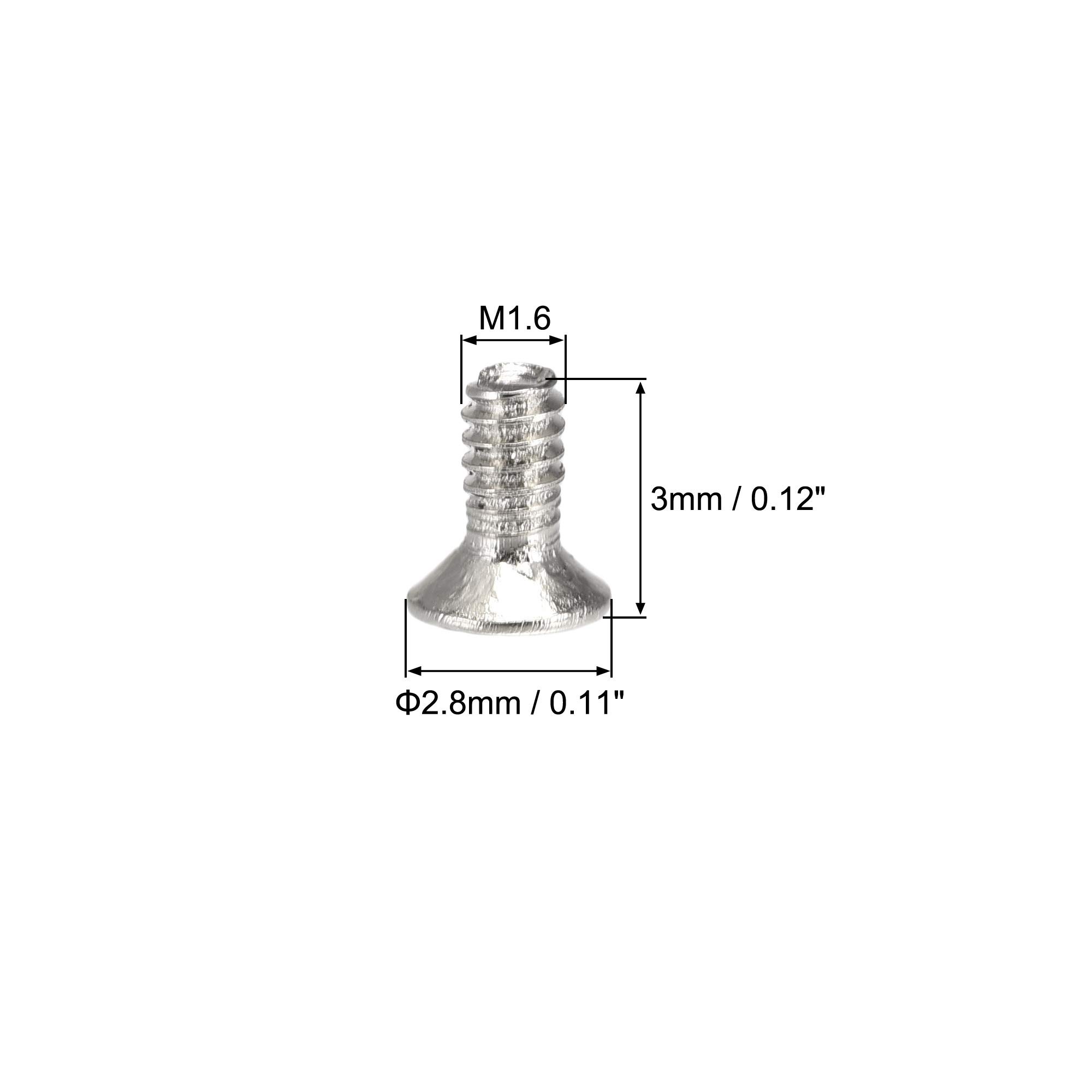 uxcell M1.6 x 3mm Phillips Screw Fastener Silver Tone for Laptop PC TV Fan Switch 500pcs