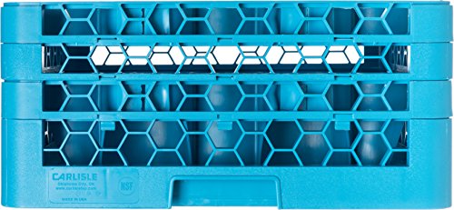 Carlisle FoodService Products RW20-214 OptiClean NeWave Polypropylene 20-Compartment Glass Rack with 3 Extender, 19-3/4" Length x 19-3/4" Width x 8.72" Height, Blue (Case of 2)