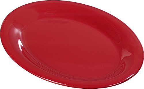 Carlisle FoodService Products 3308205 Sierrus Melamine Oval Serving / Dinner Platters, 12" x 9.25", Red (Pack of 12)