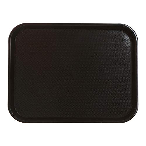 Fast Food Tray 14 x 18 Black Rectangular Polypropylene Serving Tray for Cafeteria, Diner, Restaurant, Food Courts
