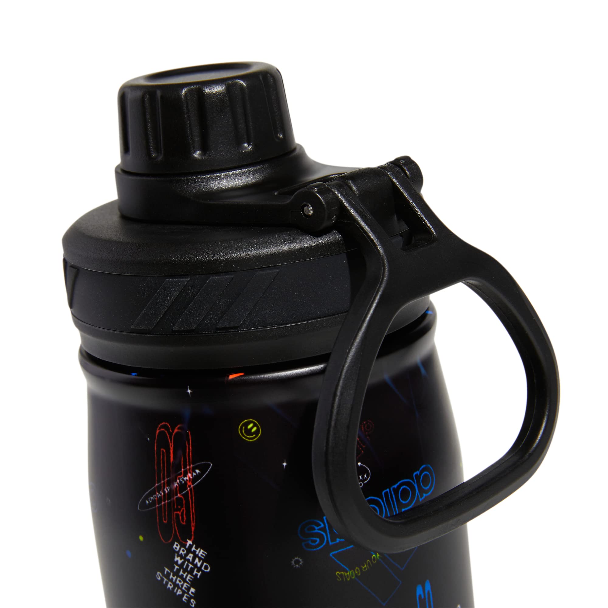 adidas 600 Ml (20 Oz) Metal Water Bottle, Hot/Cold Double-Walled Insulated 18/8 Stainless Steel, Icon Brand Love Black/Black/White, One Size