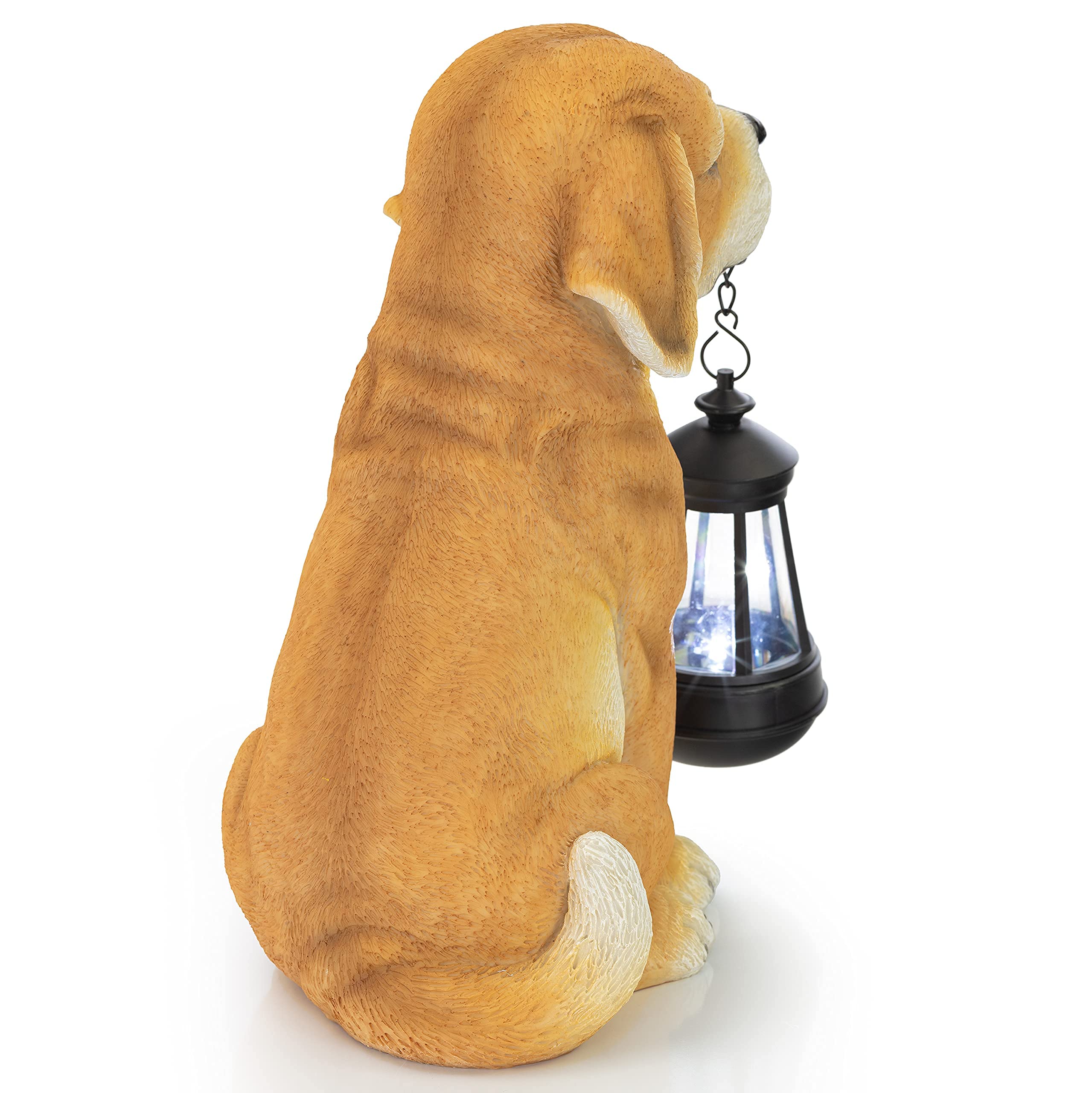 VP Home Golden Puppy with Lantern Solar Powered LED Outdoor Decor Garden Light