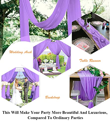 Chiffon Backdrop Curtain 29"x108" 2pc Chiffon Curtain Panels Chiffon Window Curtains Colorful Sheer Curtains Tulle Sheer Curtains Sheer Voile Fabric Chiffon Overlay Wedding (Lavender, 29x108-inch)