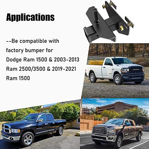 Sulythw Class 3 Rear Trailer Hitch Receiver for Dodge Ram, 2 Inch Towing Hitch Receiver with Cover Kit for 2003-2018 Dodge Ram 1500&2003-2013 Ram 2500/3500 & 2019-2021 Ram 1500 Classic