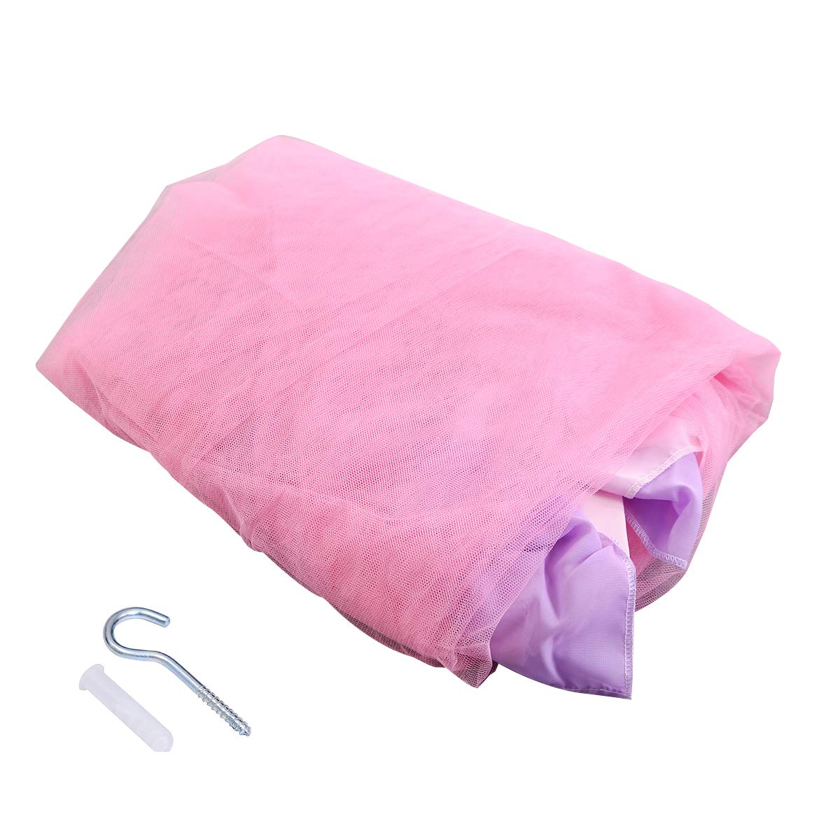 HAPPYGRILL Bed Canopy Mosquito Net Princess Fairy Net with Elegant Ruffle Lace for Girls and Baby (Pink)