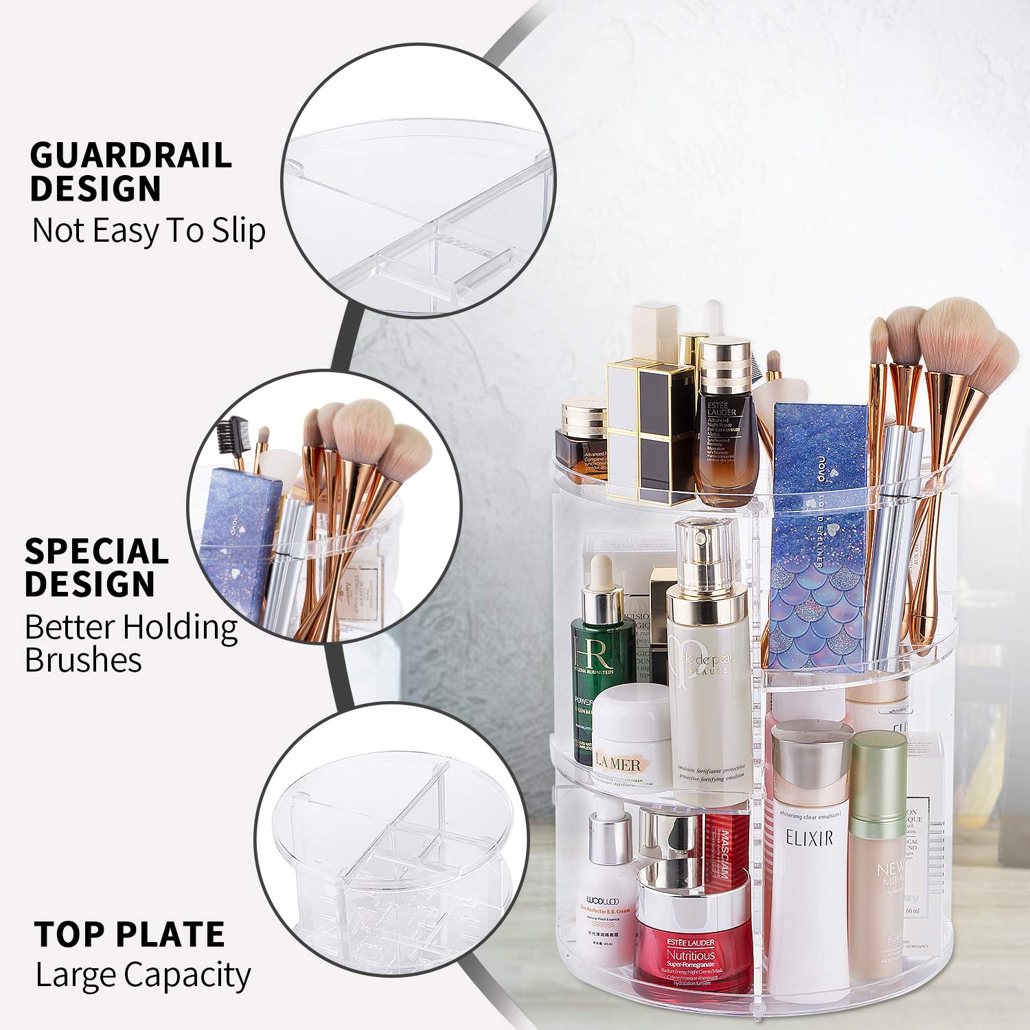 360 Rotating Makeup Organizers, Acrylic Makeup Organizers Bathroom Lazy Susan Organizer 360 Organizer Makeup Spinning Cosmetics Organizer Perfume Organizer for Cosmetics, Brushes, Creams - Clear