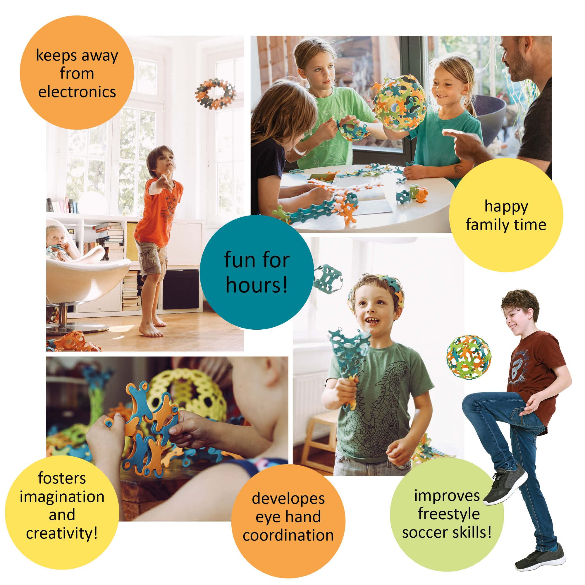 BINABO Construction Toy - Open-Ended, Easy Connections, Create Anything! - Made from 100% Plant-Based Bioplastic (60 Pieces)