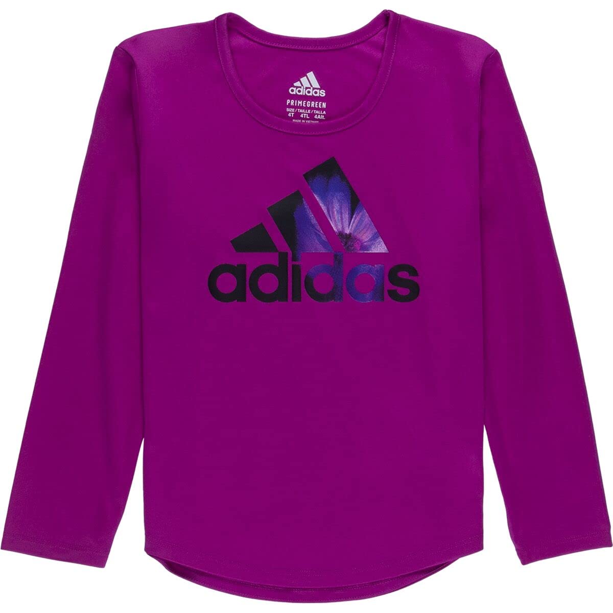 adidas Girls' AEROREADY Poly Graphic Scoop Neck Tee, Sonic Fuchsia, 6