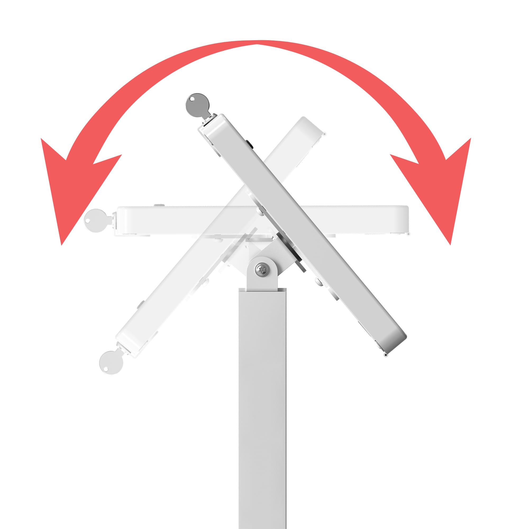 Thin Floor Stand – CTA Tall Standing 360° Kiosk Display Tablet Holder w/Charger Access & Lock for iPad Air 11" M2 (2024) - iPad Pro 11" M4 (2024) - iPad 10.2" & 9.7-11" Tablets - White (PAD-CHKW)
