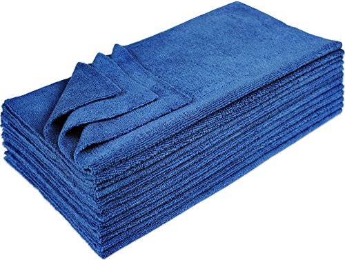 Eurow Microfiber Ultrasonic Cut Cleaning and Drying Towels, 300 GSM, 16 by 16 Inches, 12-Pack