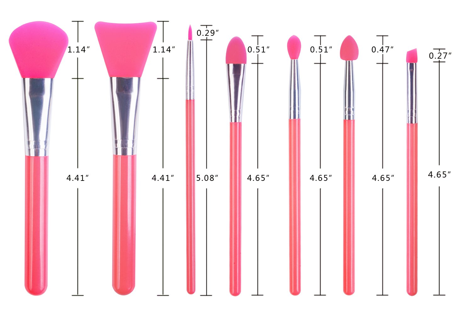 LORMAY 7 Pcs Silicone Brush applicator kit for UV Resin Epoxy Art Crafting and Cream Makeup Products (Red)