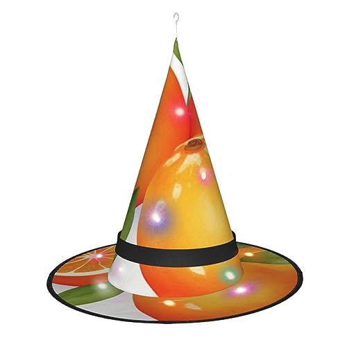 EVANEM Orange Citrus 2 Pcs Halloween Witch Hats With Led Lights Halloween Decorations Hat For Women Glowing Witch Hat