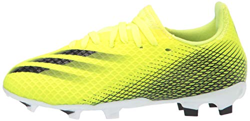 adidas Boy's X GHOSTED.3 Soccer Shoe, Solar Yellow/Black/Team Royal Blue(Firm Ground), 5.5 Big Kid