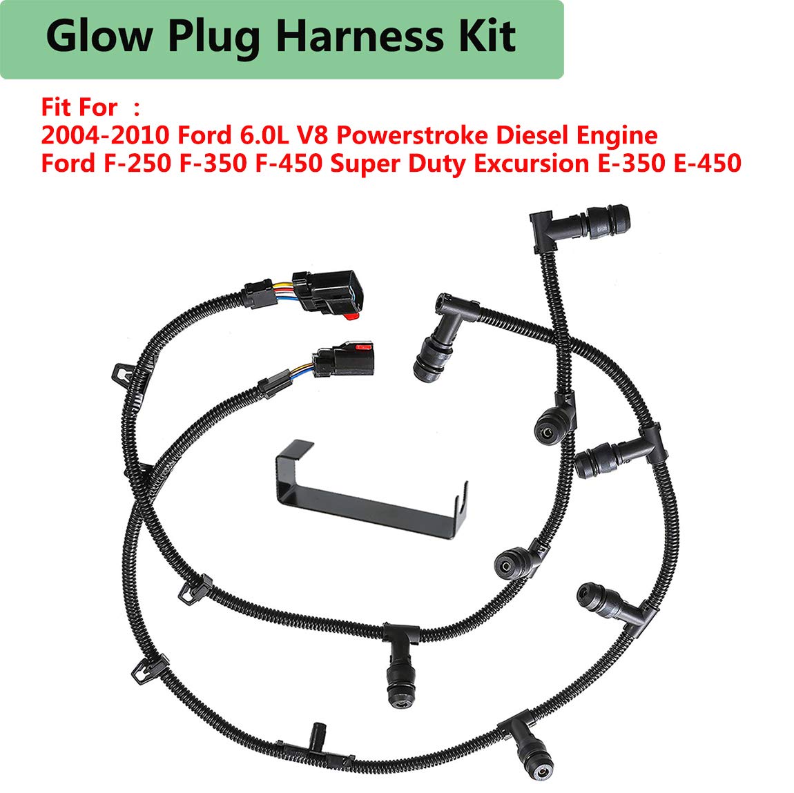3C3Z-12A690-AA Powerstroke 6.0 Diesel Glow Plug Harness Kit Includes Right Left Harness Removal Tool,Compatible with 2004-2010 Ford 6.0L V8 Powerstroke Diesel Engine Ford F-250 F-350 F-450 Super Duty