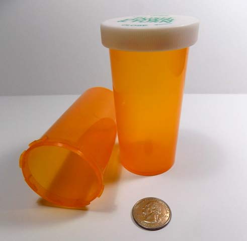 Plastic Prescription Vials/Bottles 6 Pack w/Caps Giant 40 Dram Size-New