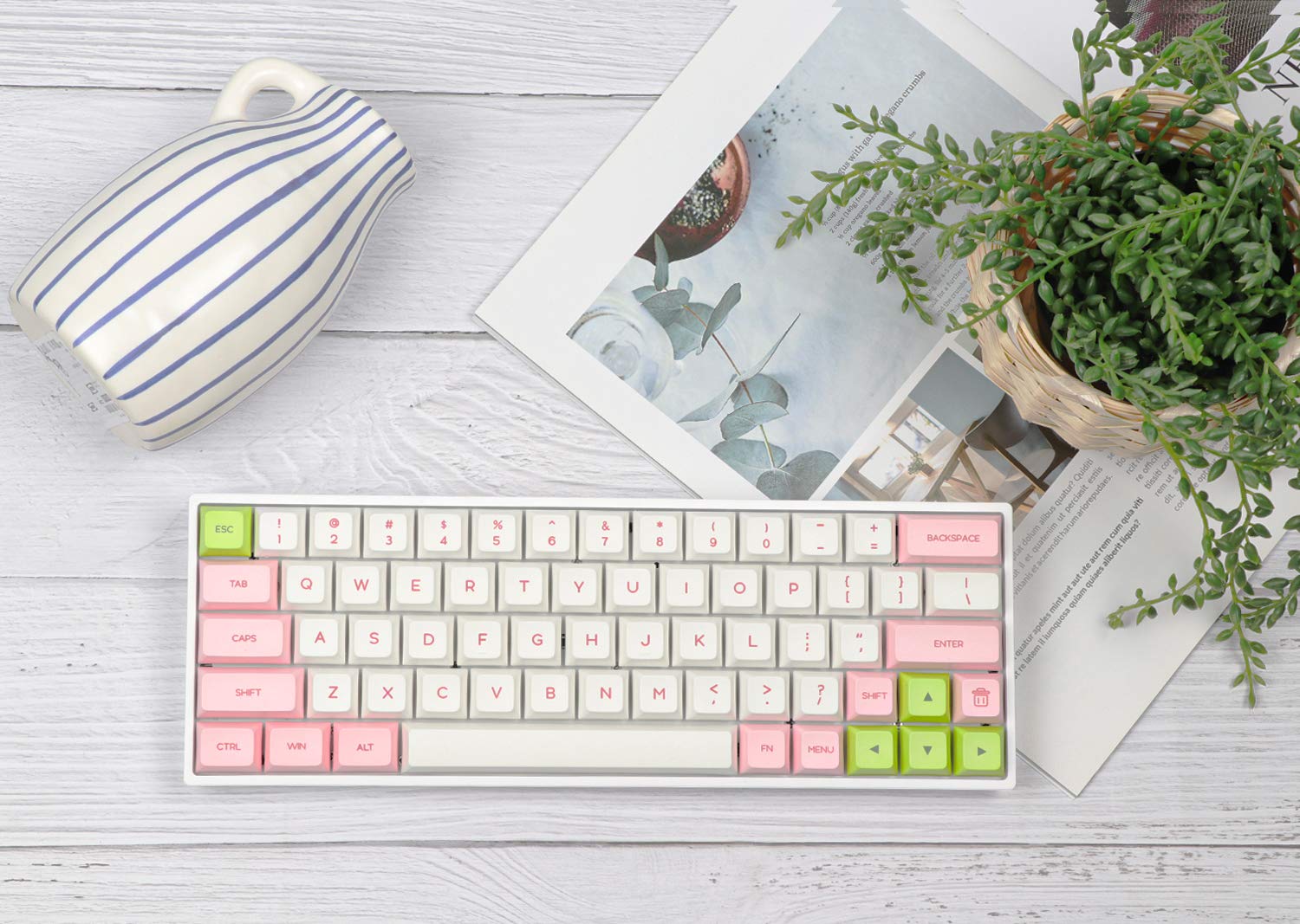 EPOMAKER SK64S Hot Swappable Bluetooth 5.1 Wireless/Wired Mechanical Keyboard with RGB Backlit, PBT Keycaps for Win/Mac/Gaming (Gateron Optical Brown, Pink White)