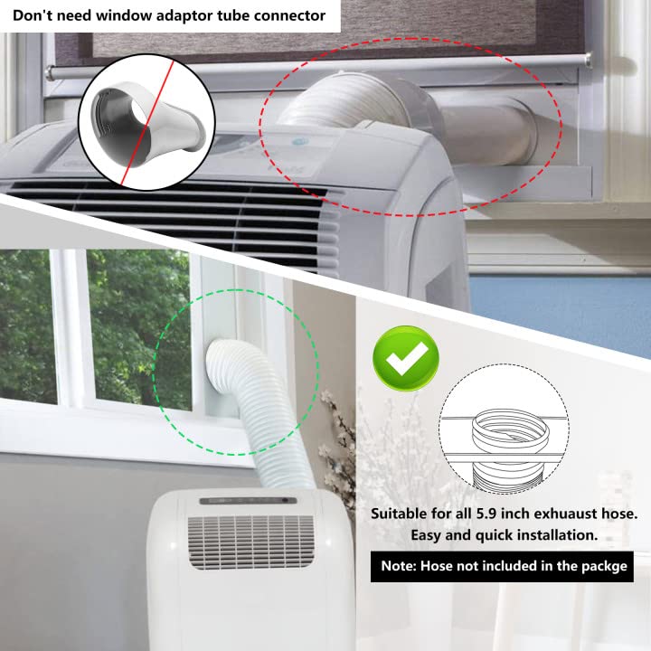 BJADE'S Window Seal Kit for Portable Air Conditioner of Exhaust Hose 5.1 Inch Diameter with Insulating Sealing Tape,Adjustable Portable AC Window Vent Kit for Sliding Glass Windows.