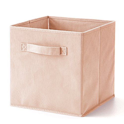 EZOWare Set of 12 Foldable Basket Bin Collapsible Storage Cube for Nursery, Kids Toys Organizer, Shelf Cabinet - (Pale Dogwood + Gray)