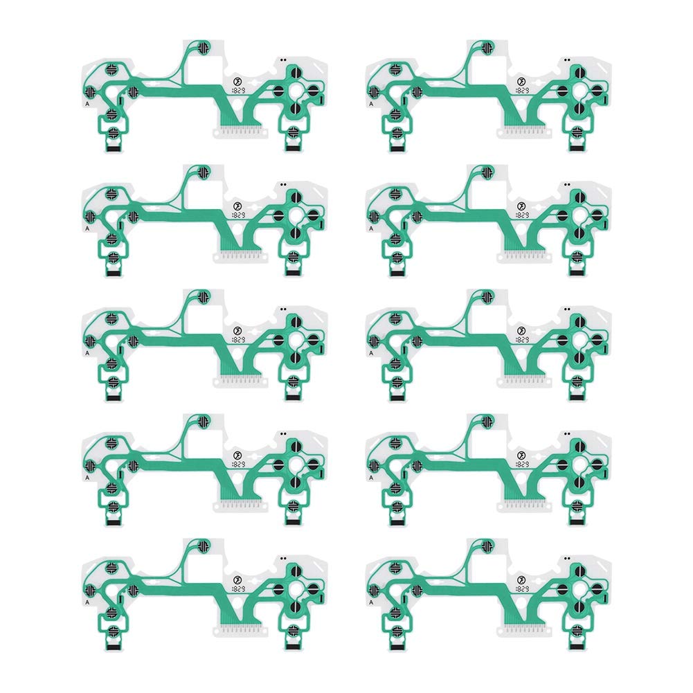 Bewinner 10pcs Conductive Film for PlayStation 4,Replacement Part Green Keypad Conductive Film for PS4,Replacement Parts for PS4 Controller - Non-Conductive, Worn, Viscous Conductive Film
