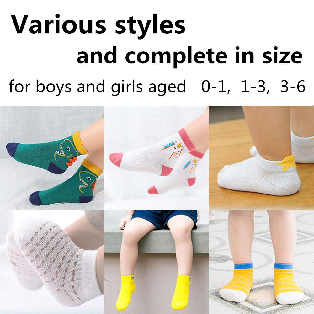 TYONMUJO 20 Pairs Baby Boy Girl Socks Wholesale Baby Cotton Socks Bulk Toddler Kids Socks Bundle (Pattern at Random) Boys 0-12 Months