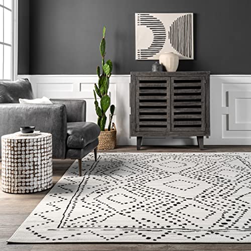 nuLOOM Mila Dotted Diamond Trellis Area Rug, 6' Round, Grey