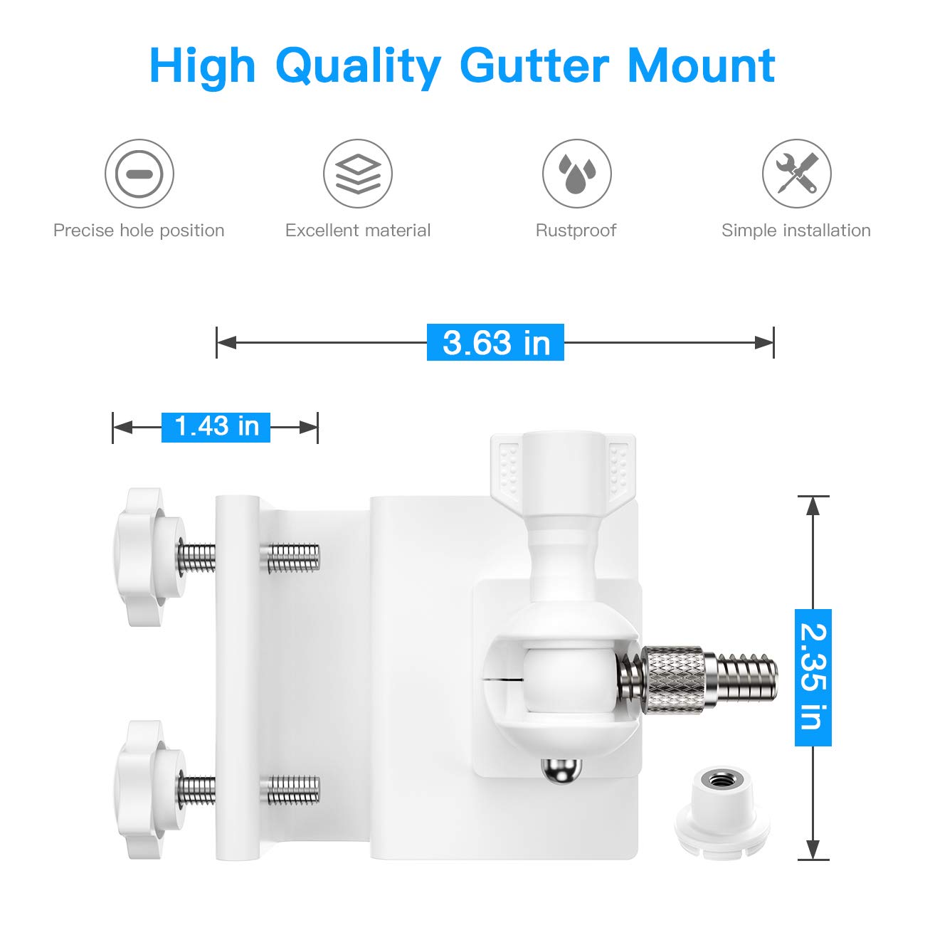 HOLACA Gutter Mount for Blink Outdoor Camera, Weather Proof Wall Outdoor Mount for Blink XT2/Blink Outdoor 4/3 Blink Mini 2/1 Blink Indoor Smart Security Camera,No Tools(2 Pack, White)