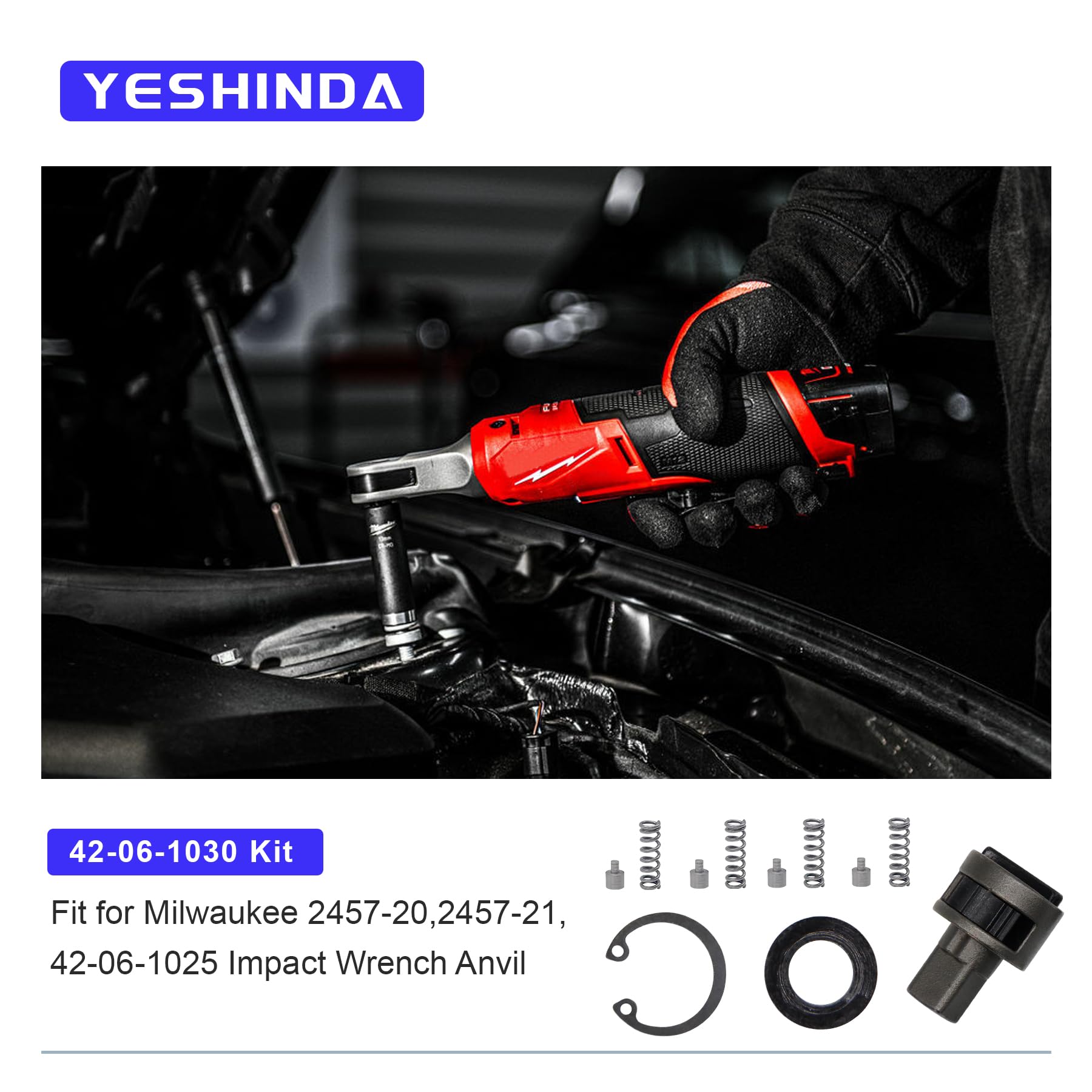 YESHINDA 3/8 inch 42-06-1030 Ratchet Head Anvil Repair Kit Fit for Milwaukee 2457-20,2457-21 M12 Spanner-Tool