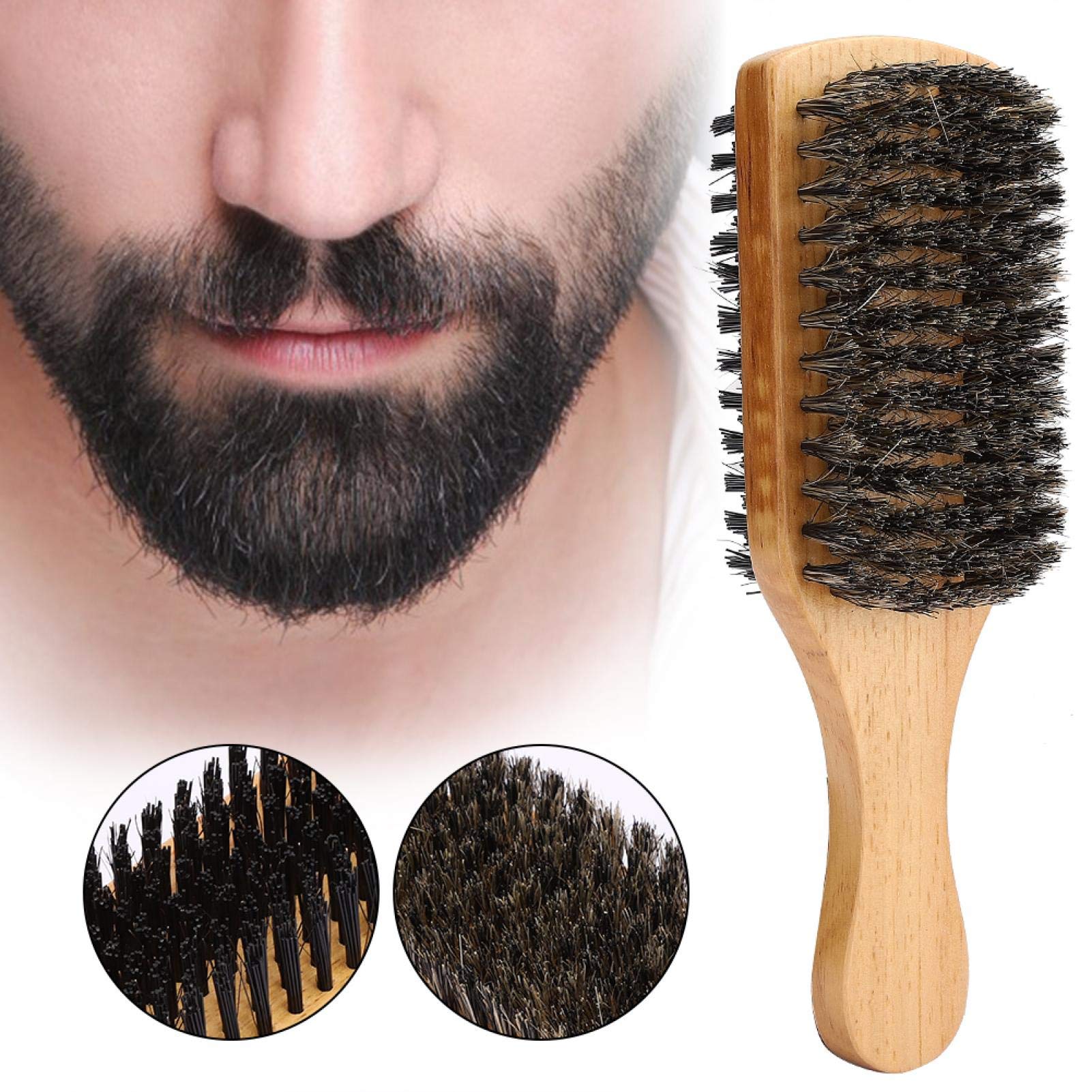 Wooden Beard Brush Moustache Brush,Double-Sided Beard Brush,Professional Beard Brush Shaving BrushesShaving Accessories