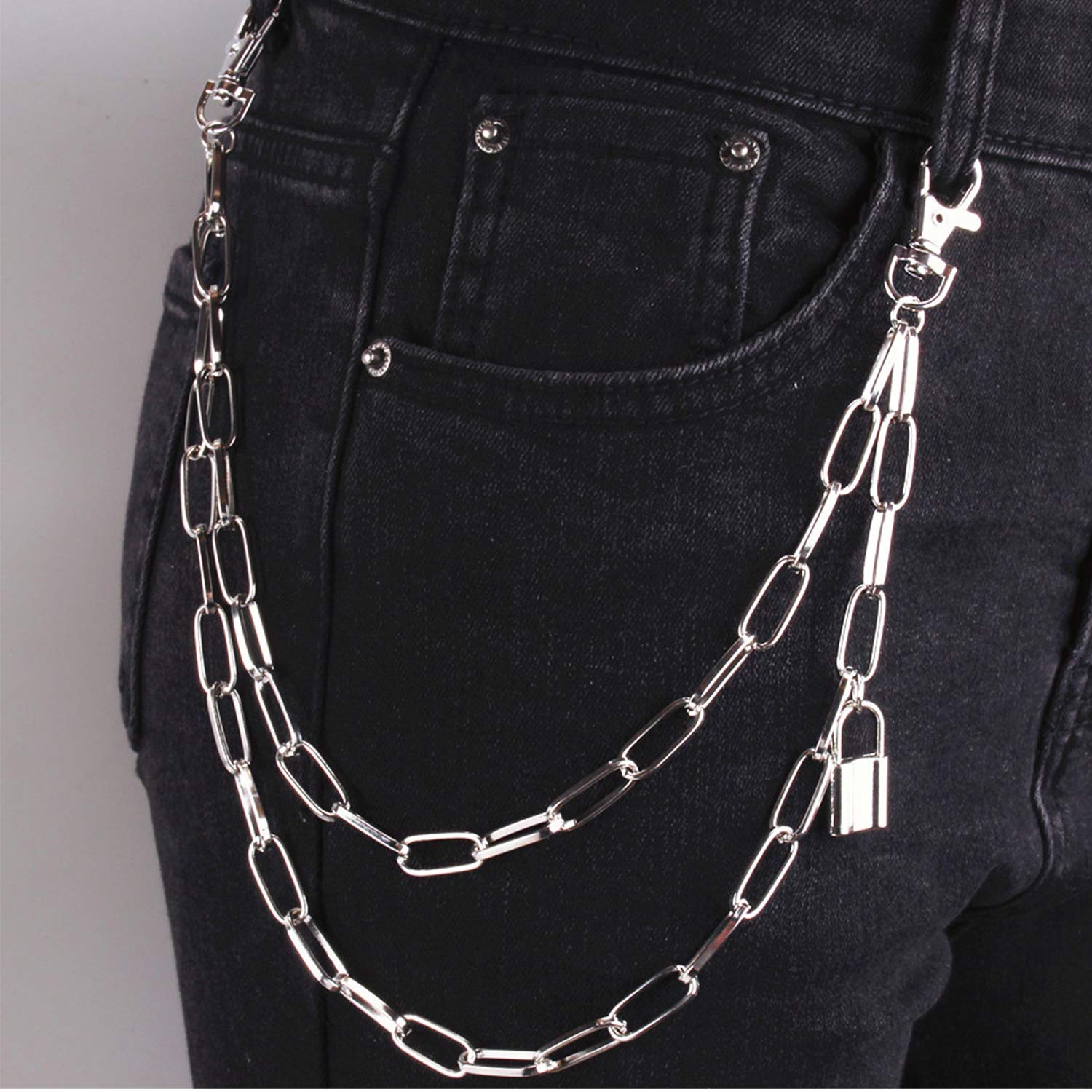 6 Pieces Pants Chain Wallet Chain Butterfly Lock Charm Jeans Chains Pocket Punk Chain Hip Hop Rock Chains for Women Men
