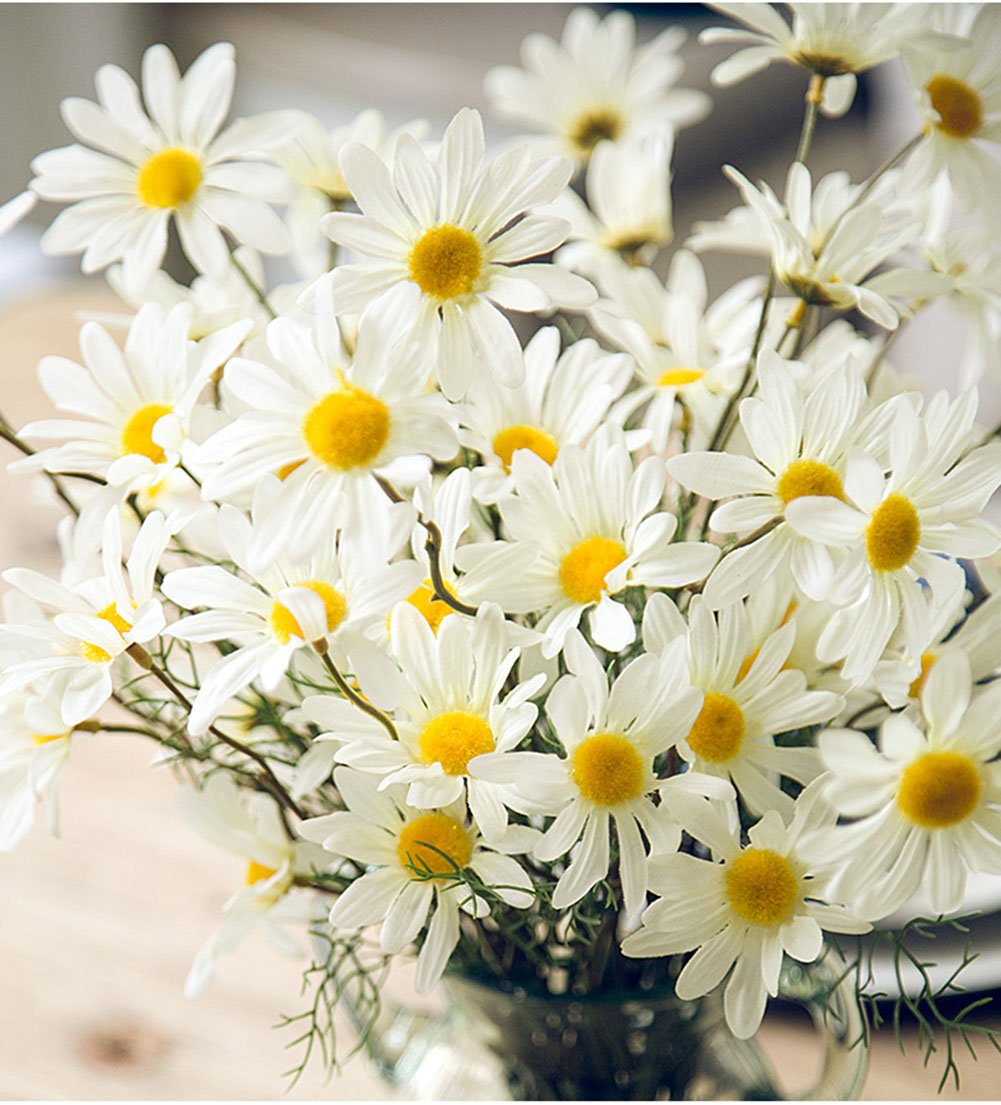Artfen 10pcs Artificial Daisy Flowers Flower Arrangements for Home Hotel Office Wedding Party Garden Craft Art Decor Each Approx 21" High No Vase White