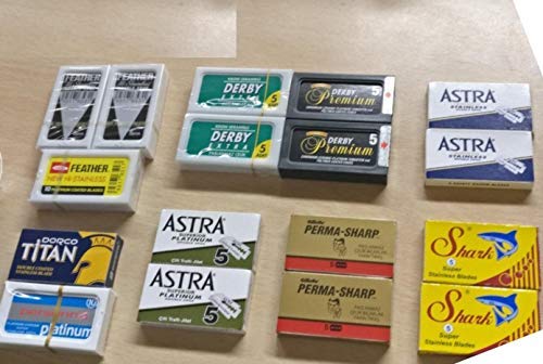 NEW 100 Shaving Safety Razor Double Edge Blades of 10 Top Brands - Feather ASTRA PERSONNA.Sampler Pack