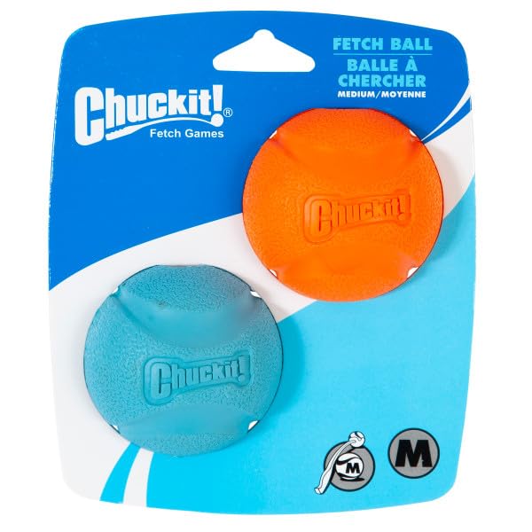 Chuckit! Medium Fetch Ball 2.5", 2 Pack (Colors Vary)
