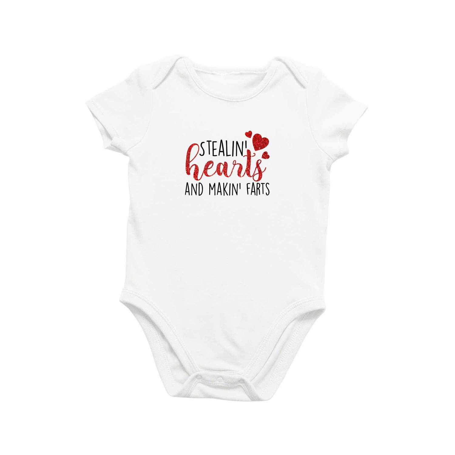 Printique Organic GOTS Certified Baby Onesie Unisex Bodysuit 0-18 months - Stealin' Hearts | Funny Valentine's Day (Stealin' Hearts, 0-3 Months)