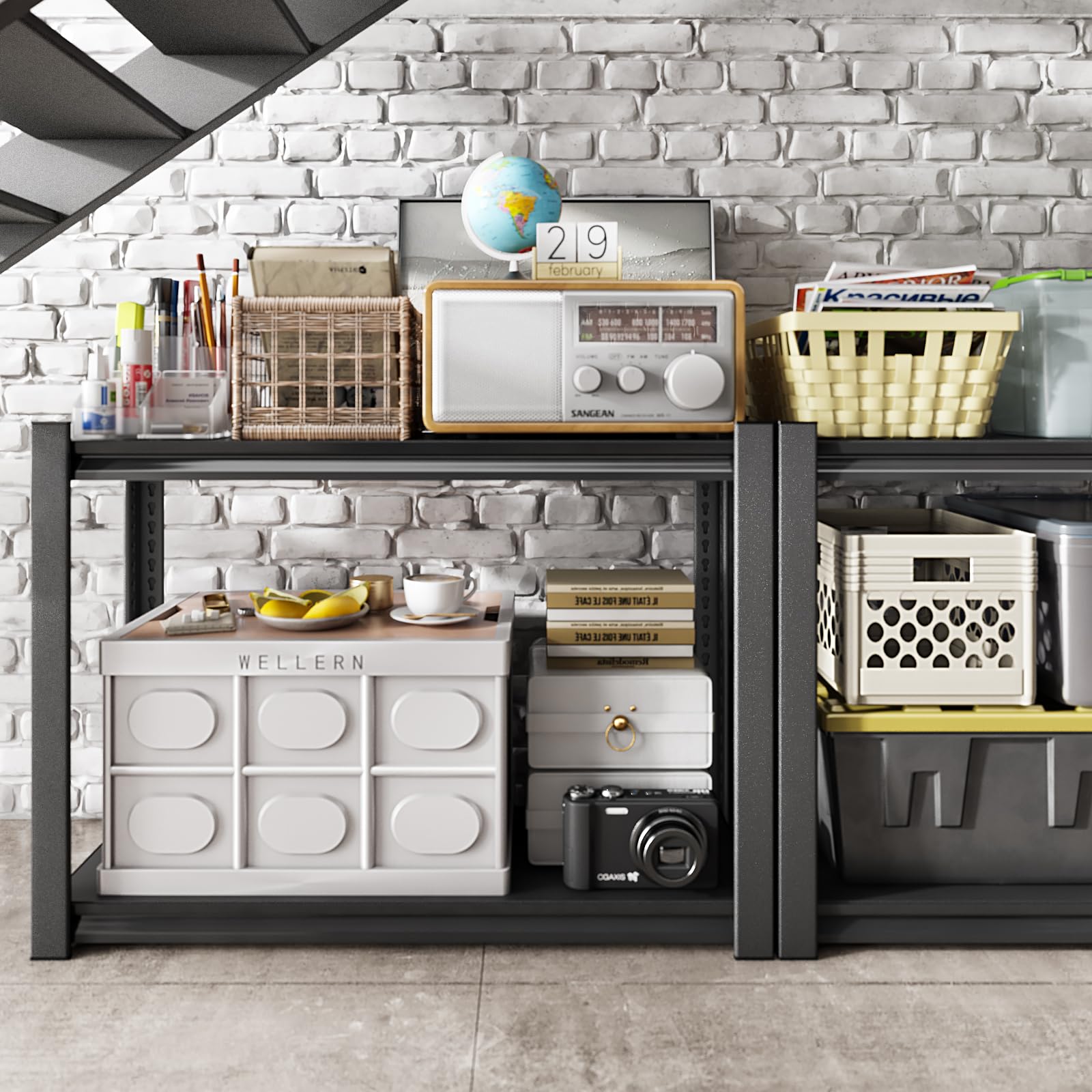Rufokisa Garage Shelving Heavy Duty,Large Loads Adjustable Garage Storage Shelves, Metal Storage Racks and Shelving Units, Utility Rack Shelves,48”W x 18”D x 39”H,Black