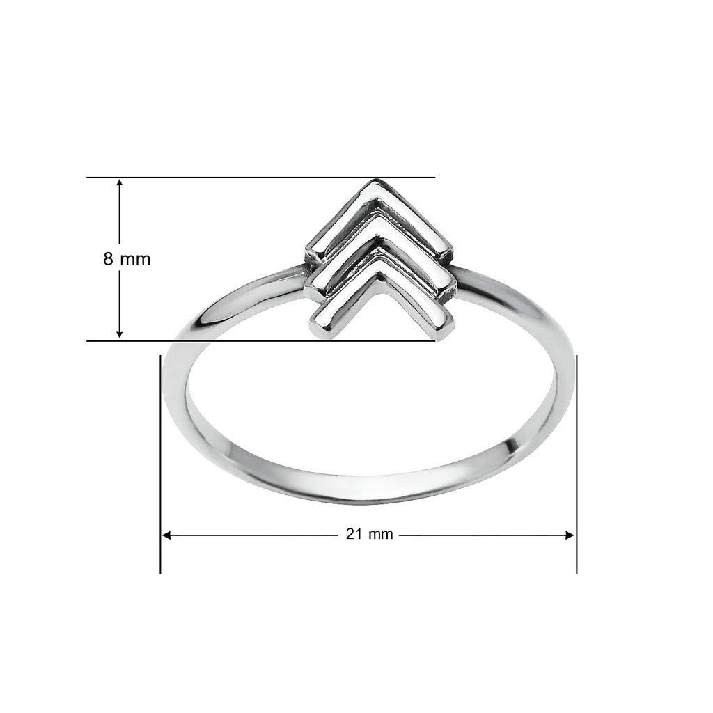 925 Sterling Silver Triple Vector Triangle Design Band Ring | Friendship Boho Chic Minimalist Delicate Jewelry | Size 6