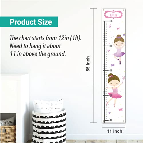 Personalized Kids Canvas Growth Chart, Height Chart, Growth Chart Banner, Ballerina