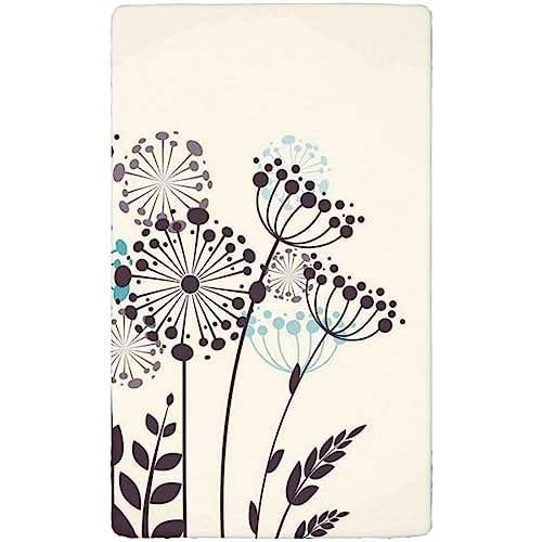Dandelion Themed Fitted Crib Sheet,Standard Crib Mattress Fitted Sheet Toddler Bed Mattress Sheets - Crib Mattress Sheet or Toddler Bed Sheet,28β x52β,Purple Blue and Beige