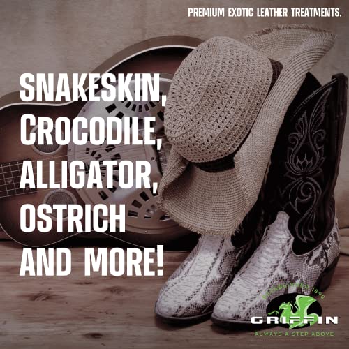 Griffin Western Exotic Leather Conditioner (8 oz.) - Non-Toxic Formula for Cowboy Boots, Snakeskin, Alligator, Crocodile, Leather Apparel and More! - Made in The USA Brown