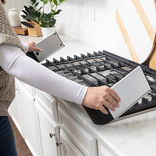 Qdos Safety Adhesive Aluminum Stove Guard - Complements Modern Kitchen Designs - Fits Cooktops & Most Freestanding Stoves - Protects from Front & Sides - Easy to Install - Quick Removal for Cleaning
