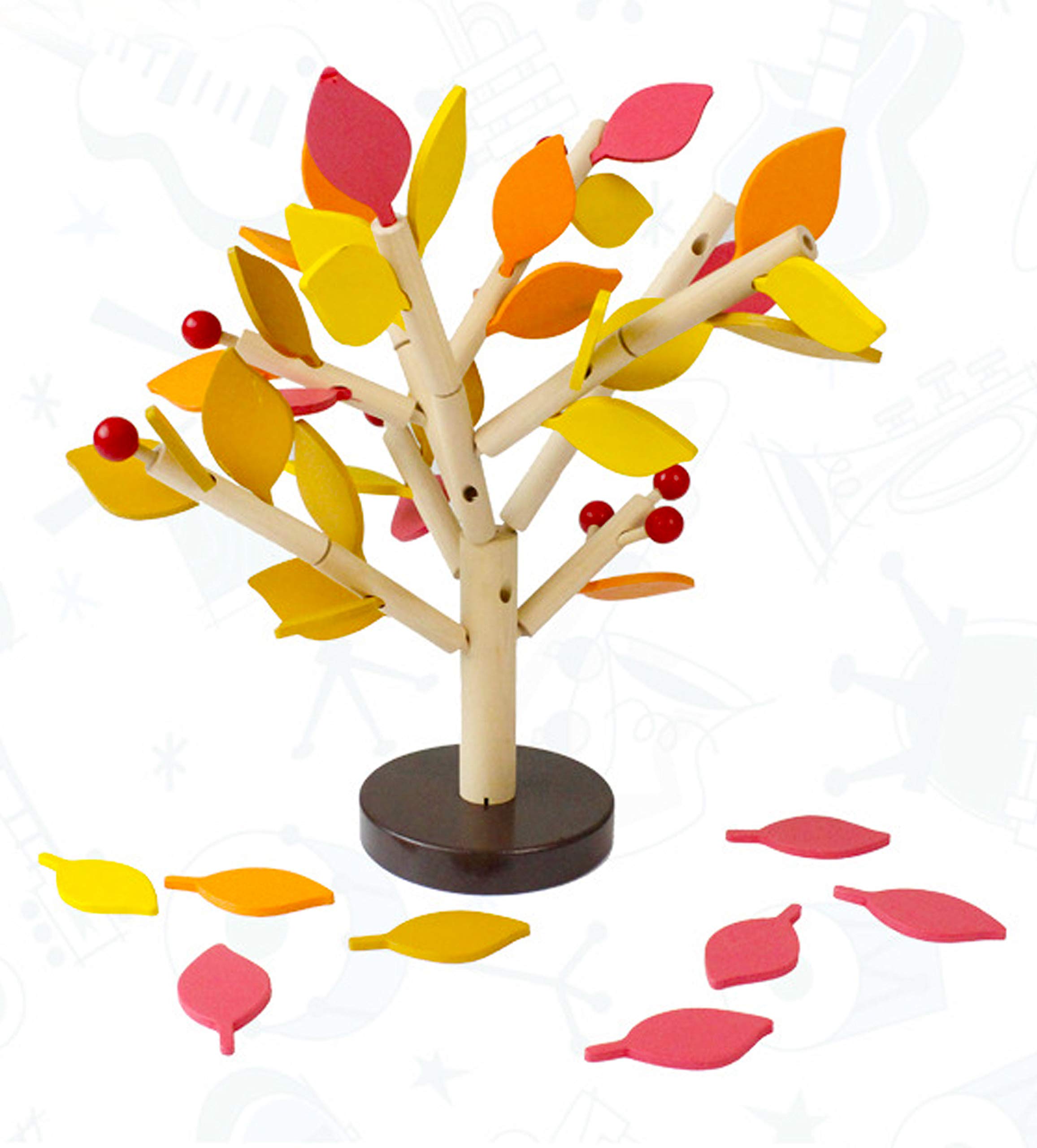 Carykon Early Childhood Education Building Blocks Wooden Assembling Tree Combination Boys and Girls DIY Disassembly Combination Puzzles Educational Toys Home Office Decoration(Yellow)-3 Yrs+