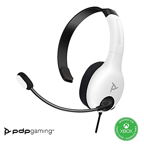 PDP LVL30 Wired Headset with Single-Sided One Ear Headphone for PC, Xbox - Mac, Tablet Compatible - Noise-Cancelling Mic - Lightweight, Cool Comfort, Great for Gaming, School and Remote Work - White